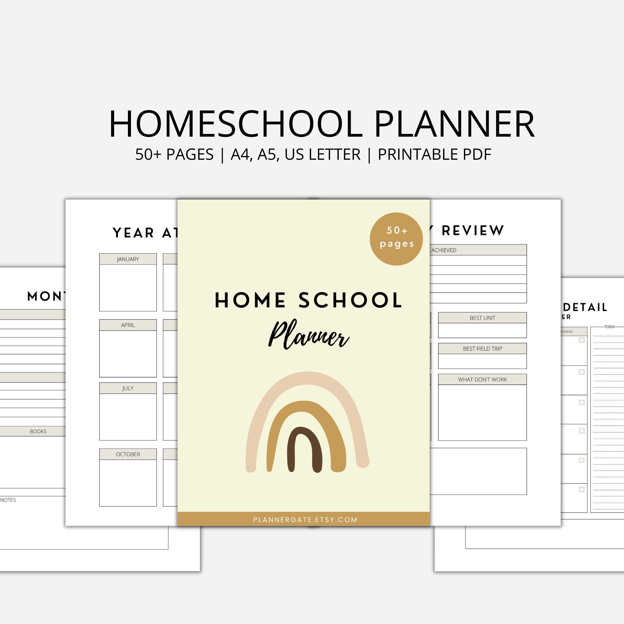 Boho Homeschool Planner Printable, Lesson Planner, Homeschool Schedule ...