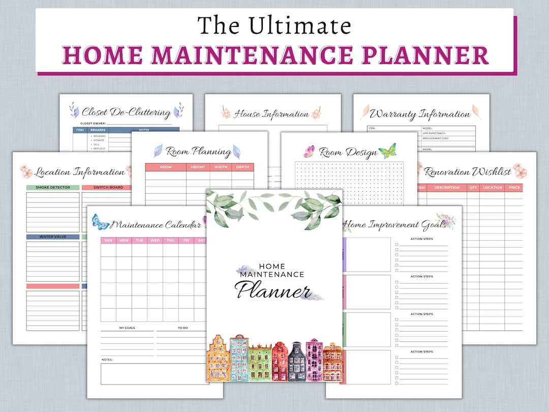 Home Maintenance Planner, Home Improvement Planner, Maintenance Tracker, Maintenance Checklist ...