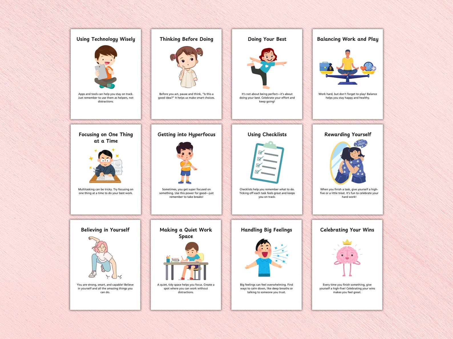 ADHD Executive Functioning Cards for Kids | Printable Cards | Behavior ...