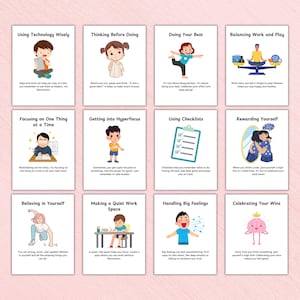ADHD Executive Functioning Cards for Kids, Printable Cards, Behavior ...