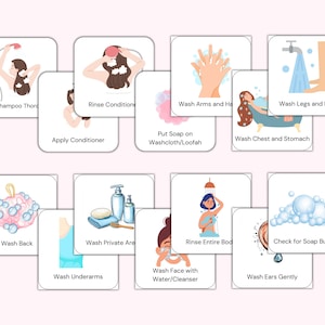 Shower Routine Cards: Visual Schedule for Kids & Adults (PDF) - Etsy