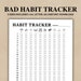 Bad Habit Tracker Printable, Monthlyhabit Tracker, Daily Habit Tracker ...