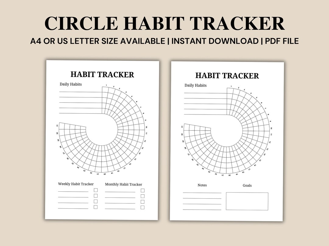 Circle Daily Habit Tracker PDF, Habit Track Printable, Routine Tracking ...
