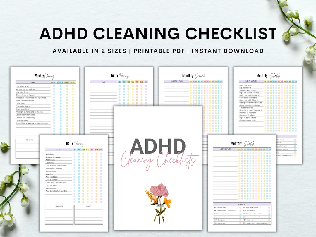 ADHD Cleaning Checklist Printable, Adhd Cleaning Schedule, Adhd ...