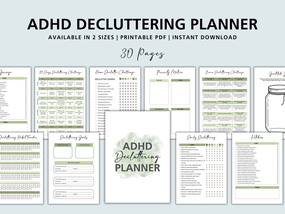 Adhd Declutter Planner, Declutter Checklist, Adhd Declutter Challenge, Declutter Guide ...
