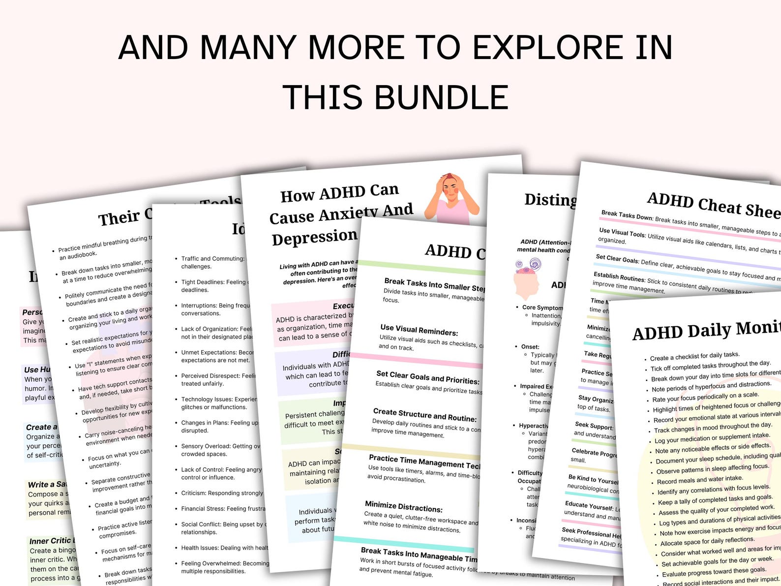 ADHD Executive Functioning Printable Bundle, 50 Visual Cards + 25 ...