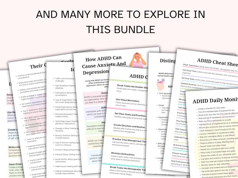 ADHD Executive Functioning Printable Bundle, 50 Visual Cards + 25 ...