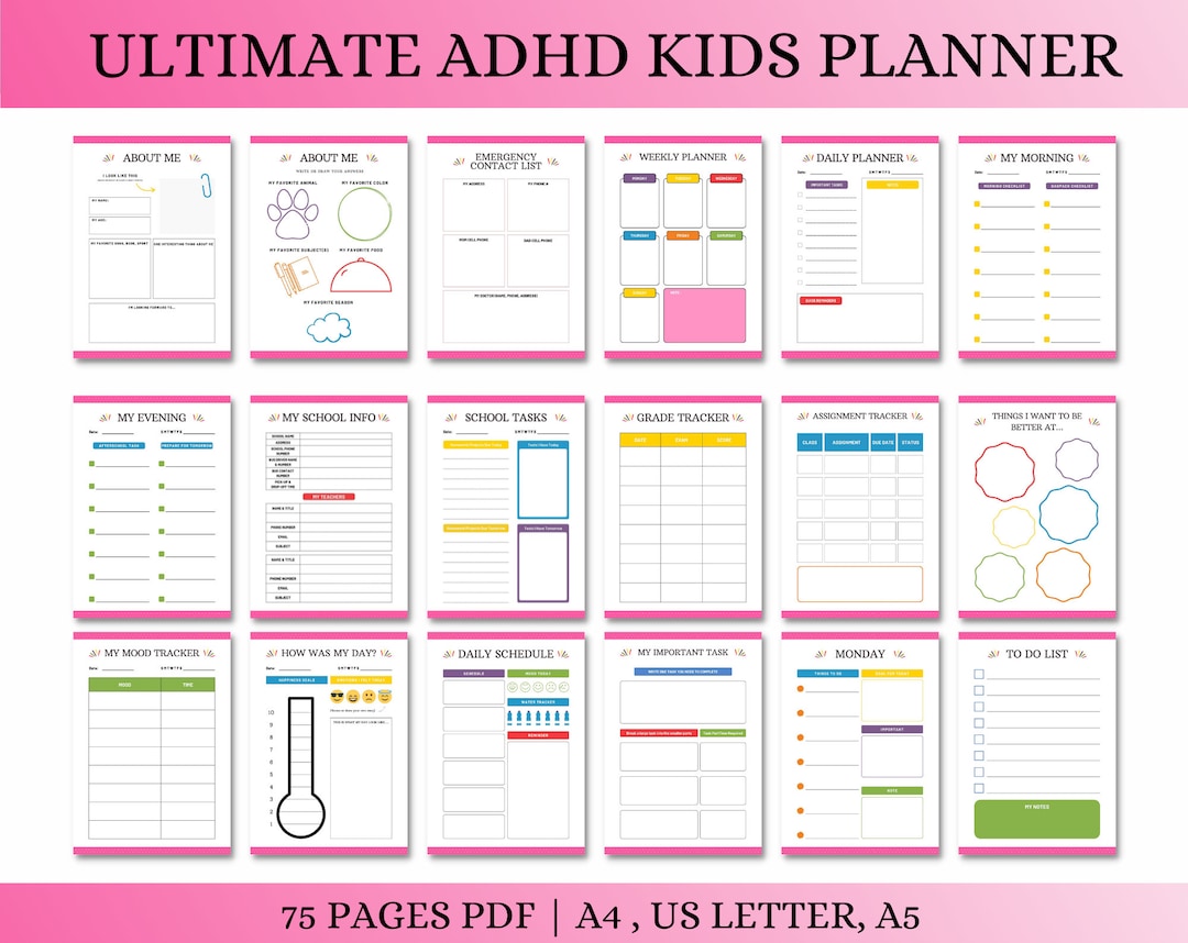 ADHD Planner for Kids, Adhd Planner Printable, ADHD Productivity ...