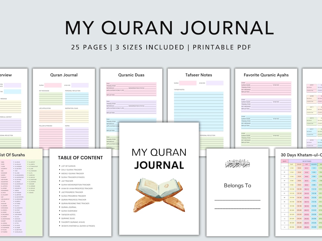 Quran Tracker Printable, Quran Planner, Quran Journal Digital, Hifdh ...