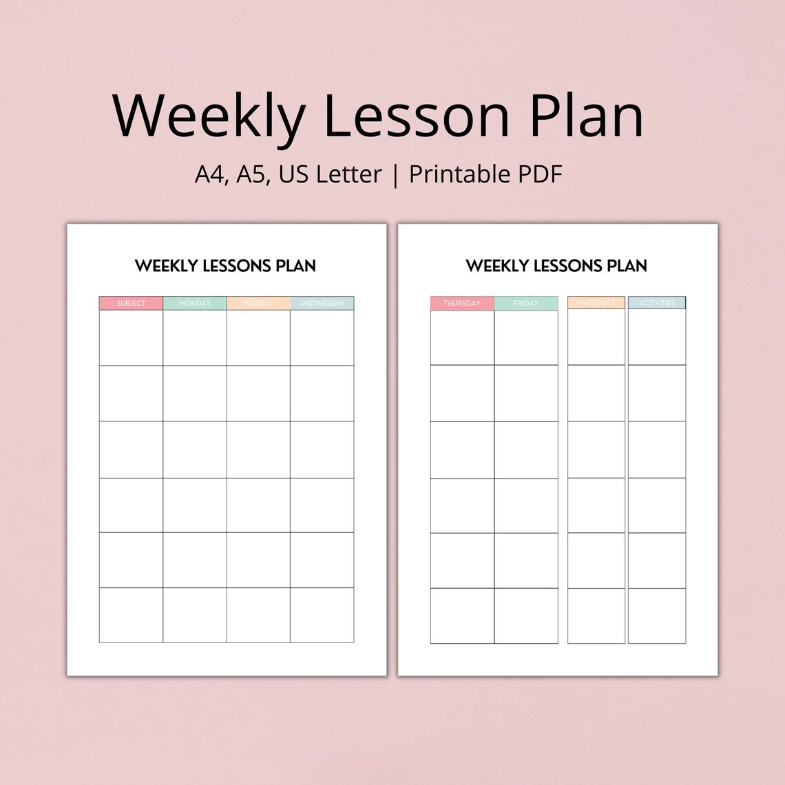 Printable Lesson Plan Teacher Lesson Planner Teacher - Etsy