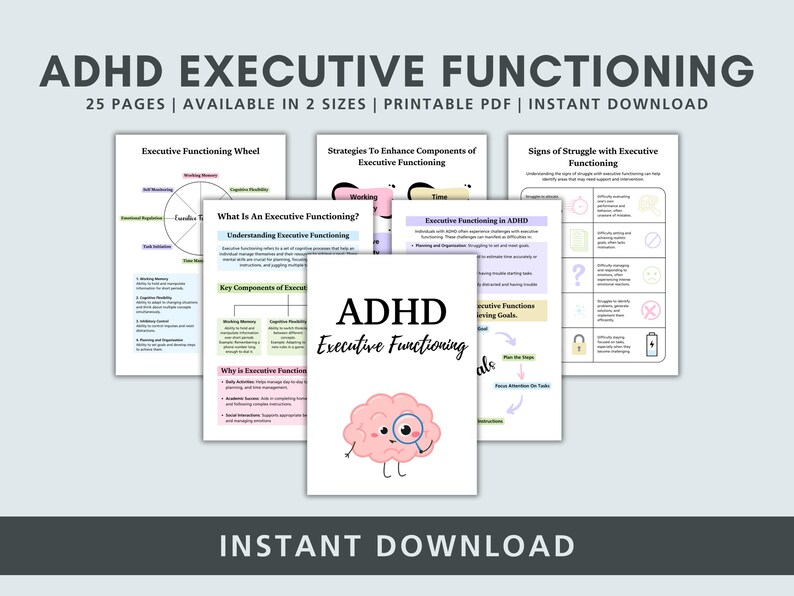 ADHD Executive Functioning Worksheets: Coping Skills, Therapy Tools ...