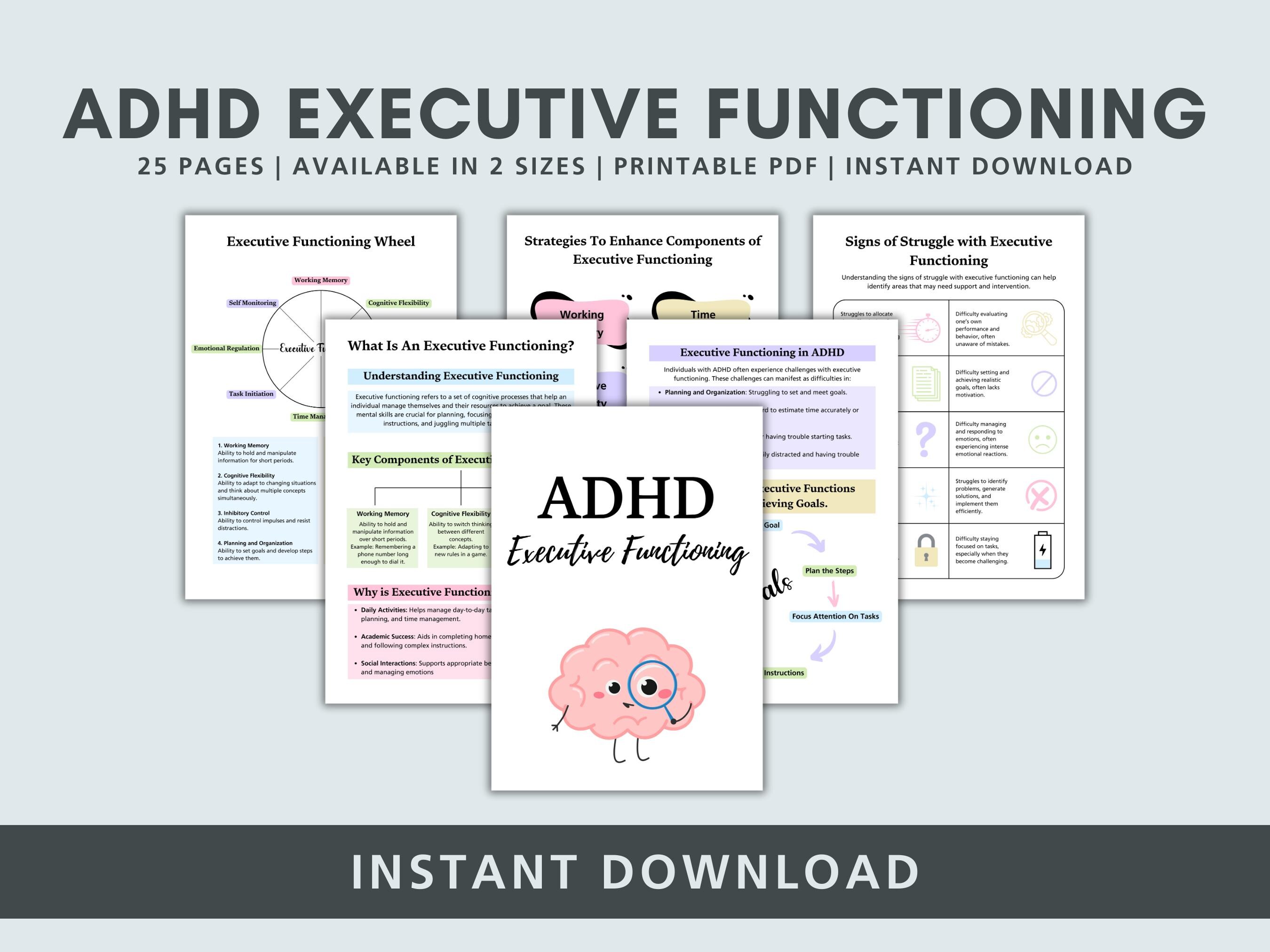 ADHD Executive Functioning Worksheets: Coping Skills, Therapy Tools ...