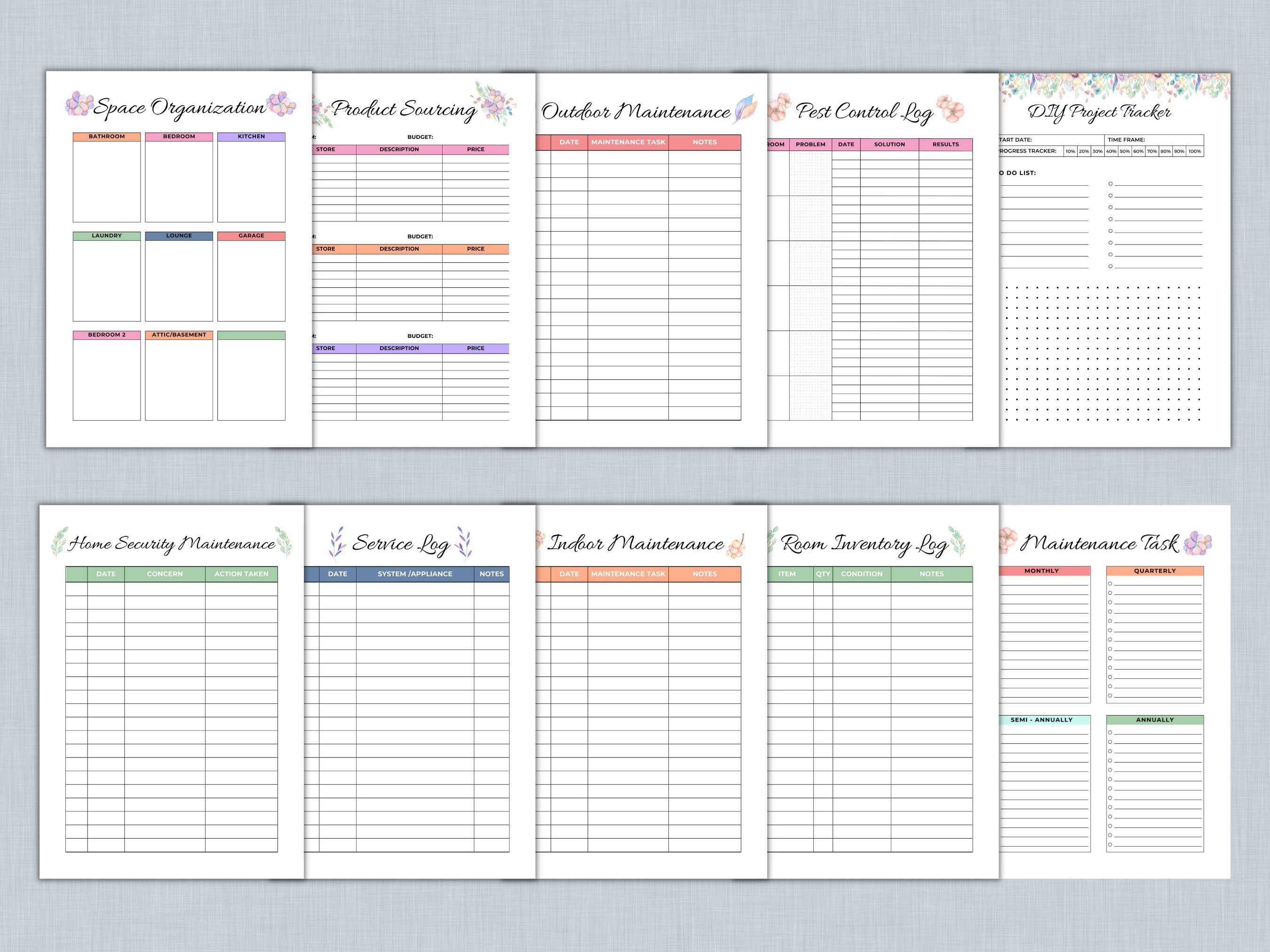 Home Maintenance Planner, Home Improvement Planner, Maintenance Tracker ...
