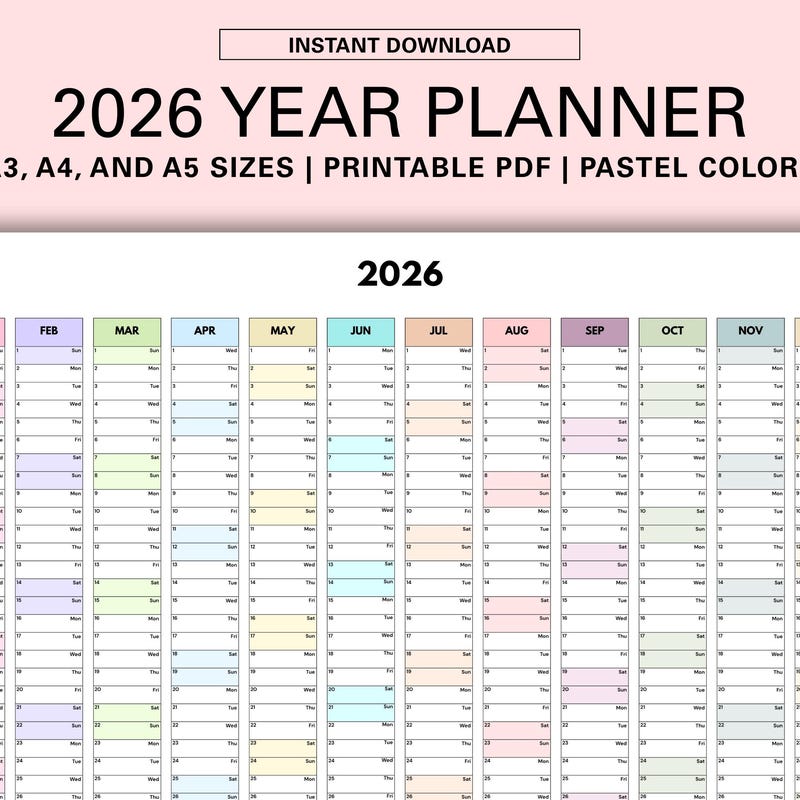 A3 2026 Yearly Planner - Etsy UK