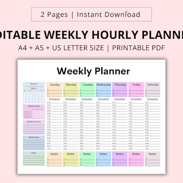 Weekly Work Planner - Etsy