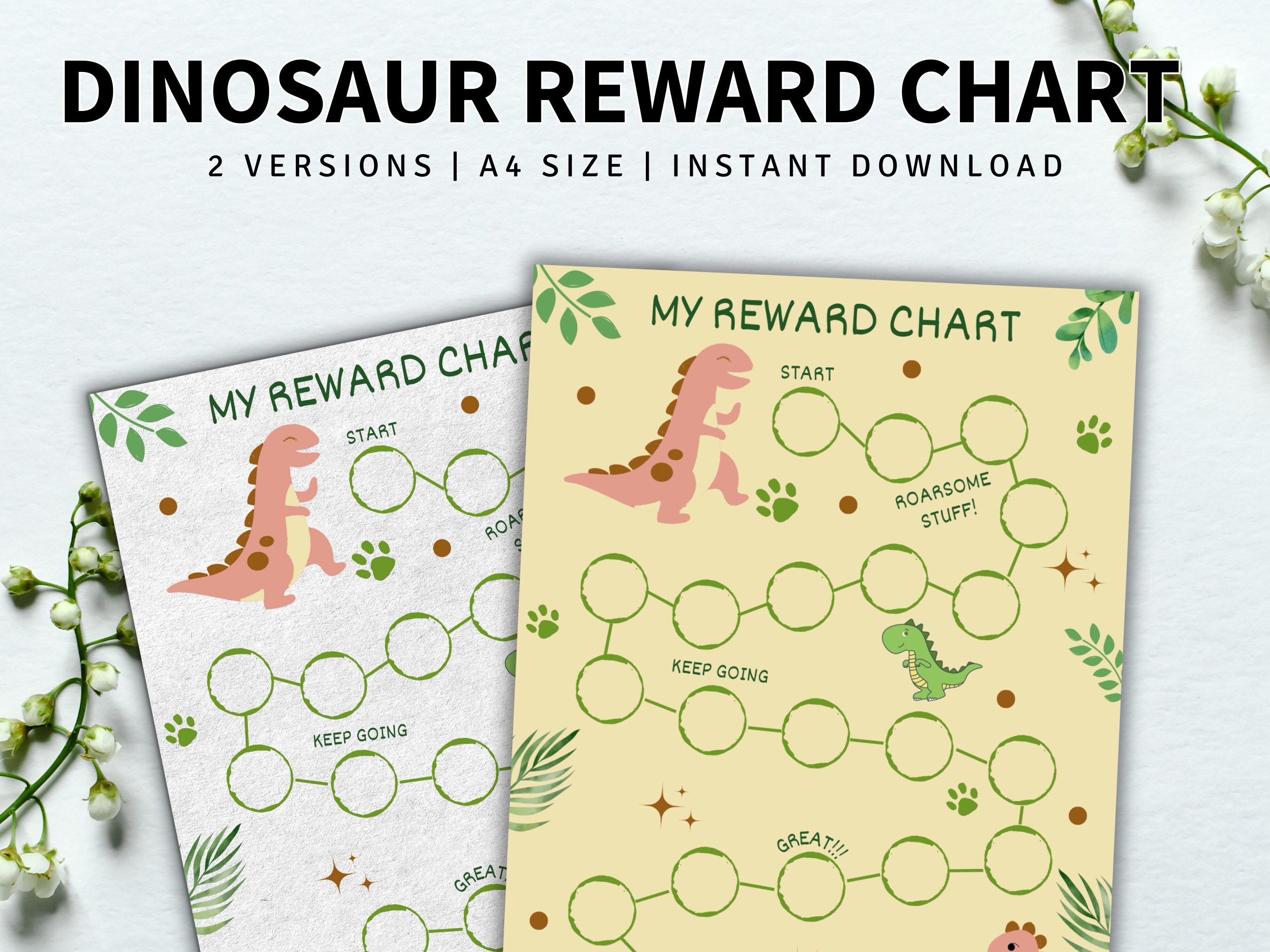 Dinosaur Reward Chart for Kids Behavior Chart Printable, Chore Chart ...