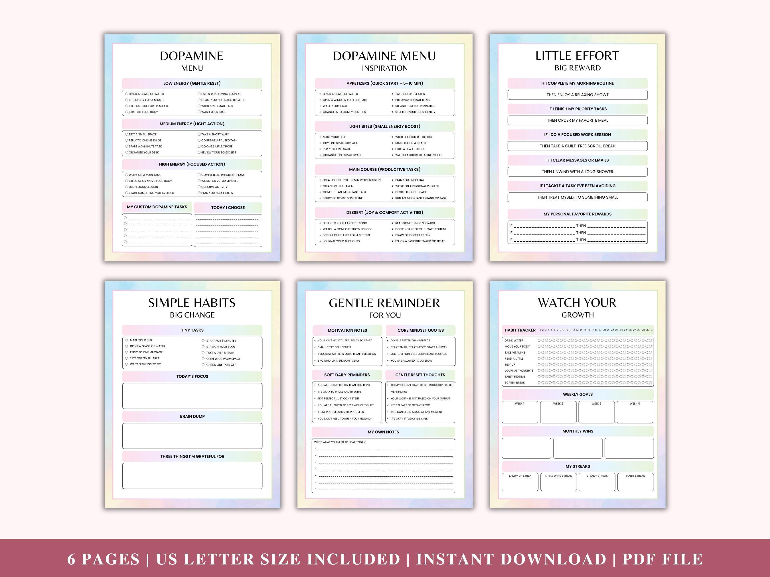 ADHD Dopamine Menu Printable | Dopamine Menu Bundle | ADHD Planner ...