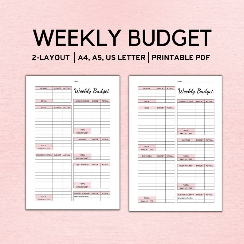 Weekly Budget Planner Template Paycheck Budget Printable - Etsy