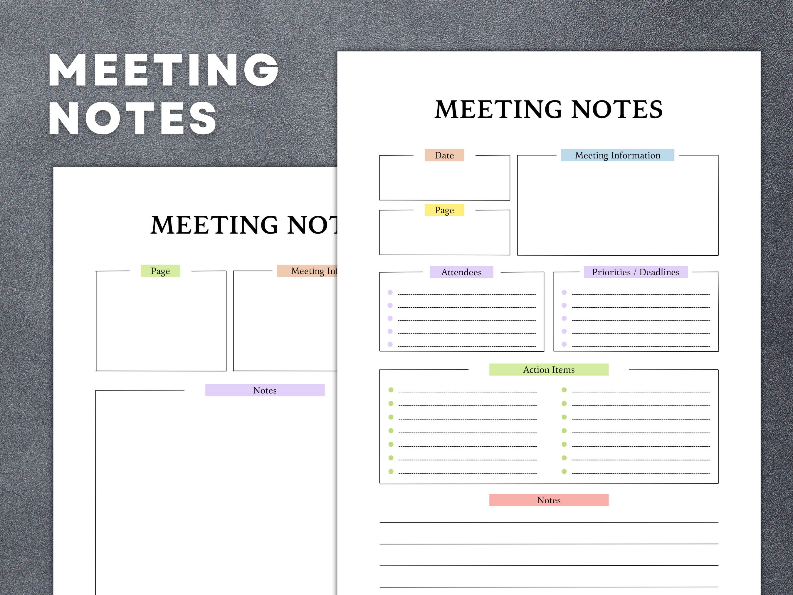 Editable Meeting Notes Template Meeting Notes Printable - Etsy