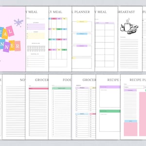 Meal Planner Bundle Printable, Weekly Food Diary Bundle, Daily Food ...