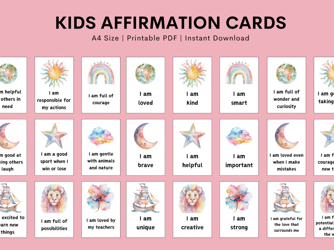 63 Kids Affirmation Cards Printable, Affirmation Cards Digital, Vision ...
