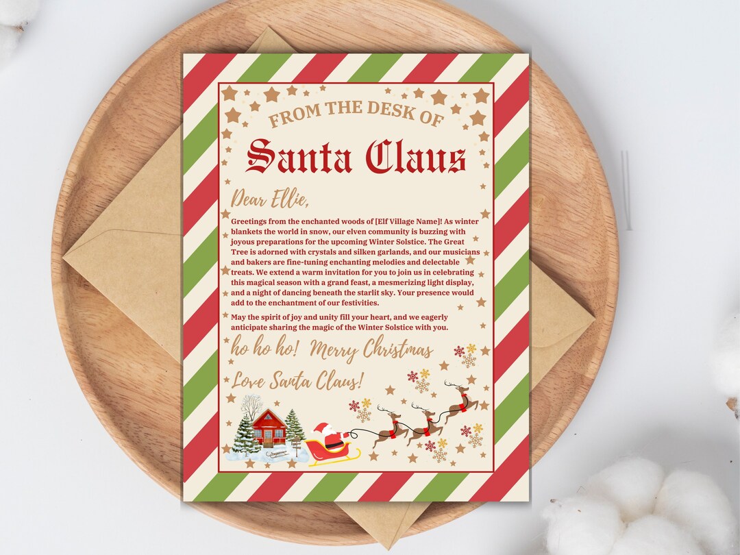 Editable Personalized Letter From Santa Claus From the Desk of Santa ...