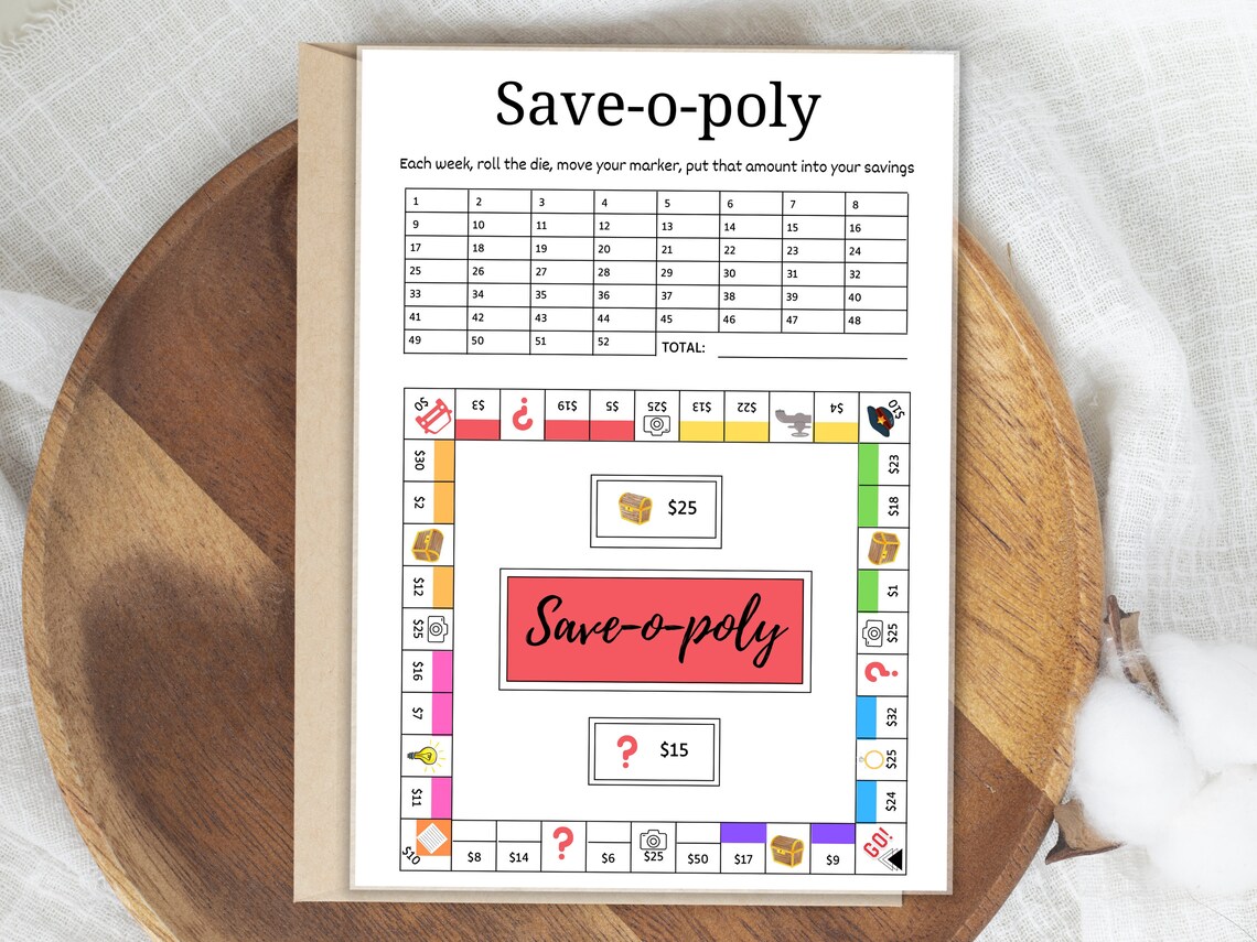 Saveopoly Savings Challenge Printable, Money Savings Challenge, Digital ...
