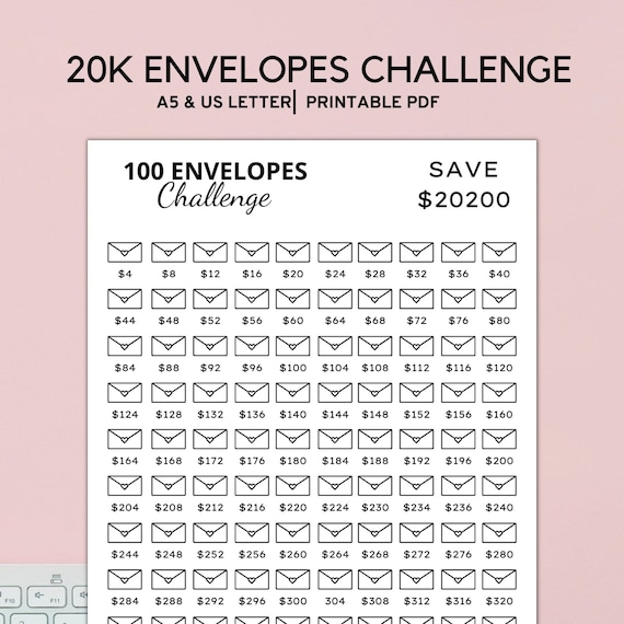 Printable 100 Envelope Challenge 20200 Savings Challenge - Etsy