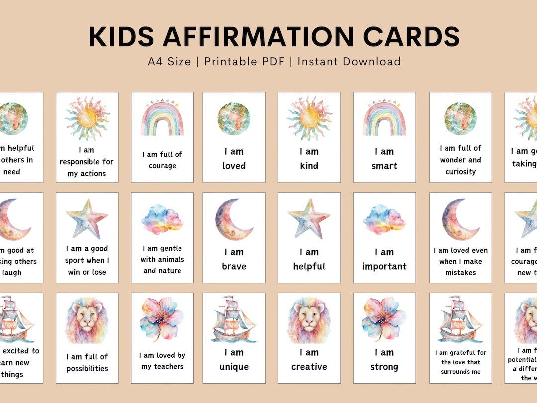 63 Kids Affirmation Cards Printable, Affirmation Cards Digital, Vision ...