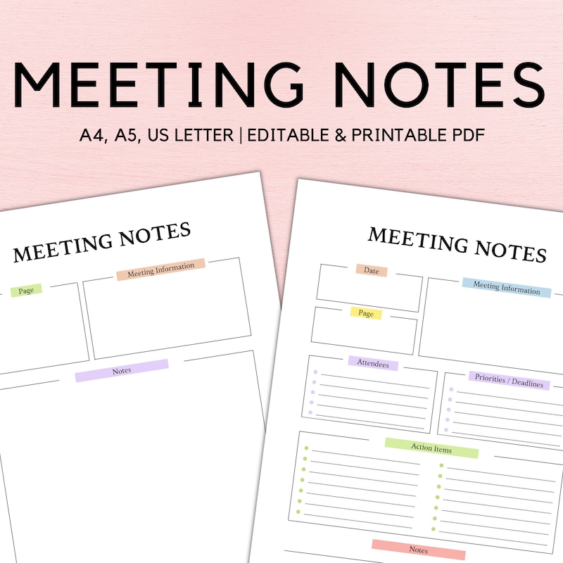 Meeting Minutes Template - Etsy