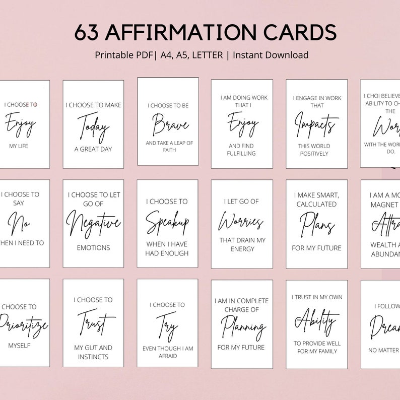 63 Affirmation Cards Printable Affirmation Cards Digital - Etsy