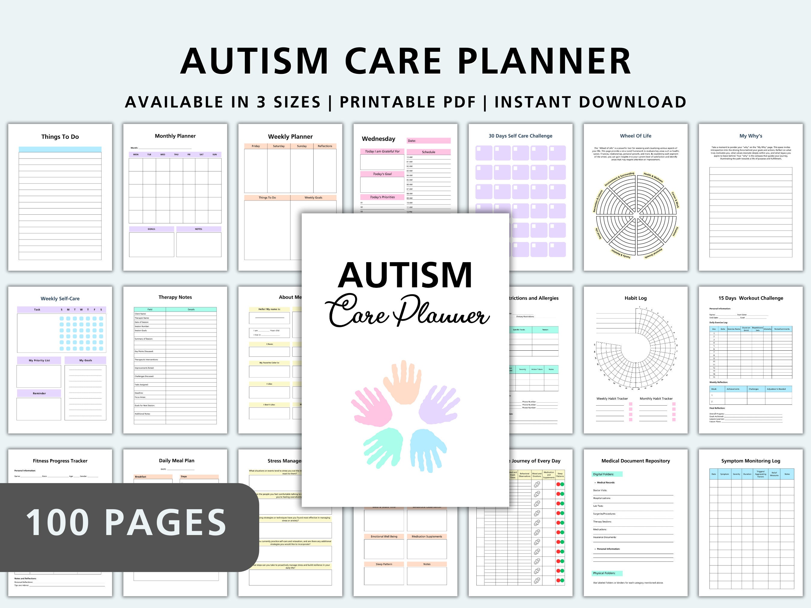 Autism Care Binder, Autism Planner Printable, Special Needs Child ...