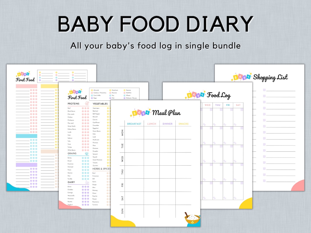 100 Baby First Food, Baby Food Diary,baby Food Tracker, Baby Food Log ...