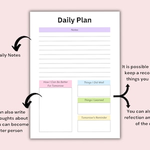 Editable 2 Page Daily Planner Template Printable, Productivity Planner ...