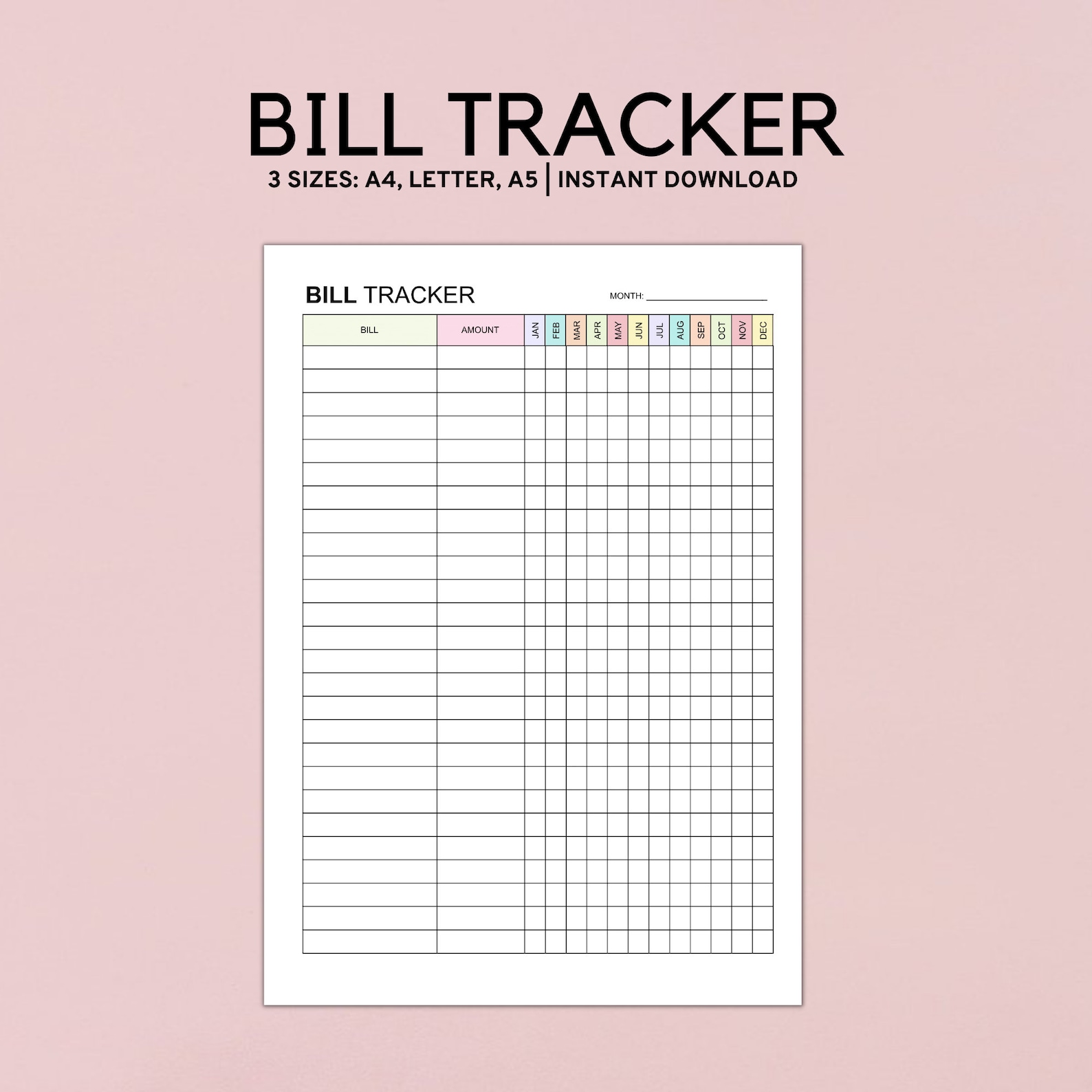 Bill Tracker Planner Printable Bill Planner Budget Planner - Etsy
