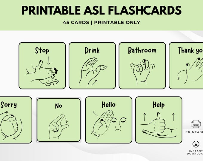 ASL Flashcards - American Sign Language Flashcards - Special Education ...