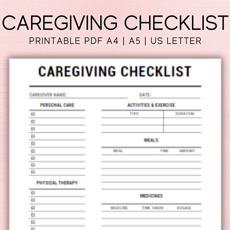 Caregiver Daily Log - Etsy