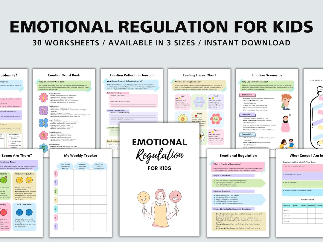 Emotion Regulation Kids Feeling Worksheets, Social Emotional Learning ...