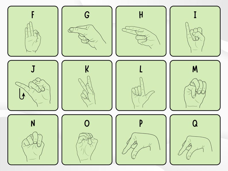 Printable ASL Flashcards: 45 Illustrated Sign Language Cards (digital ...
