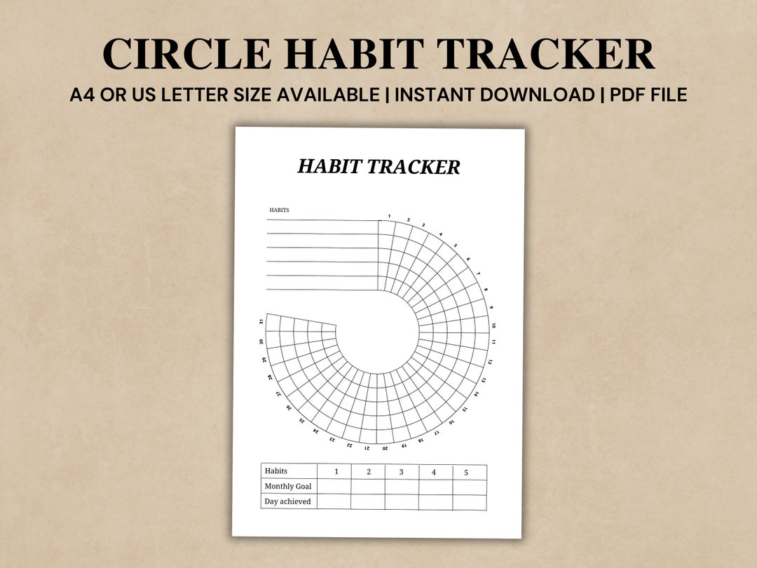 Circle Habit Tracker | Printable Monthly Habit Track | Habit Challenge ...