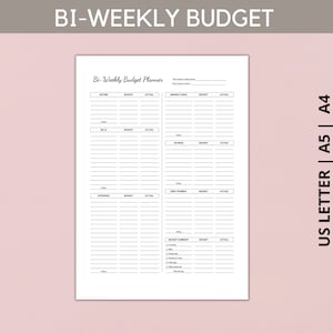 Minimalist Bi Weekly Budget Planner Template, Paycheck Budget Printable ...