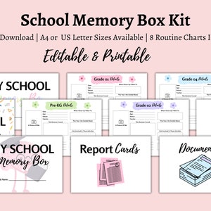 School Memory Box Kit Printable, Childhood Memory Book, Kids Keepsake ...