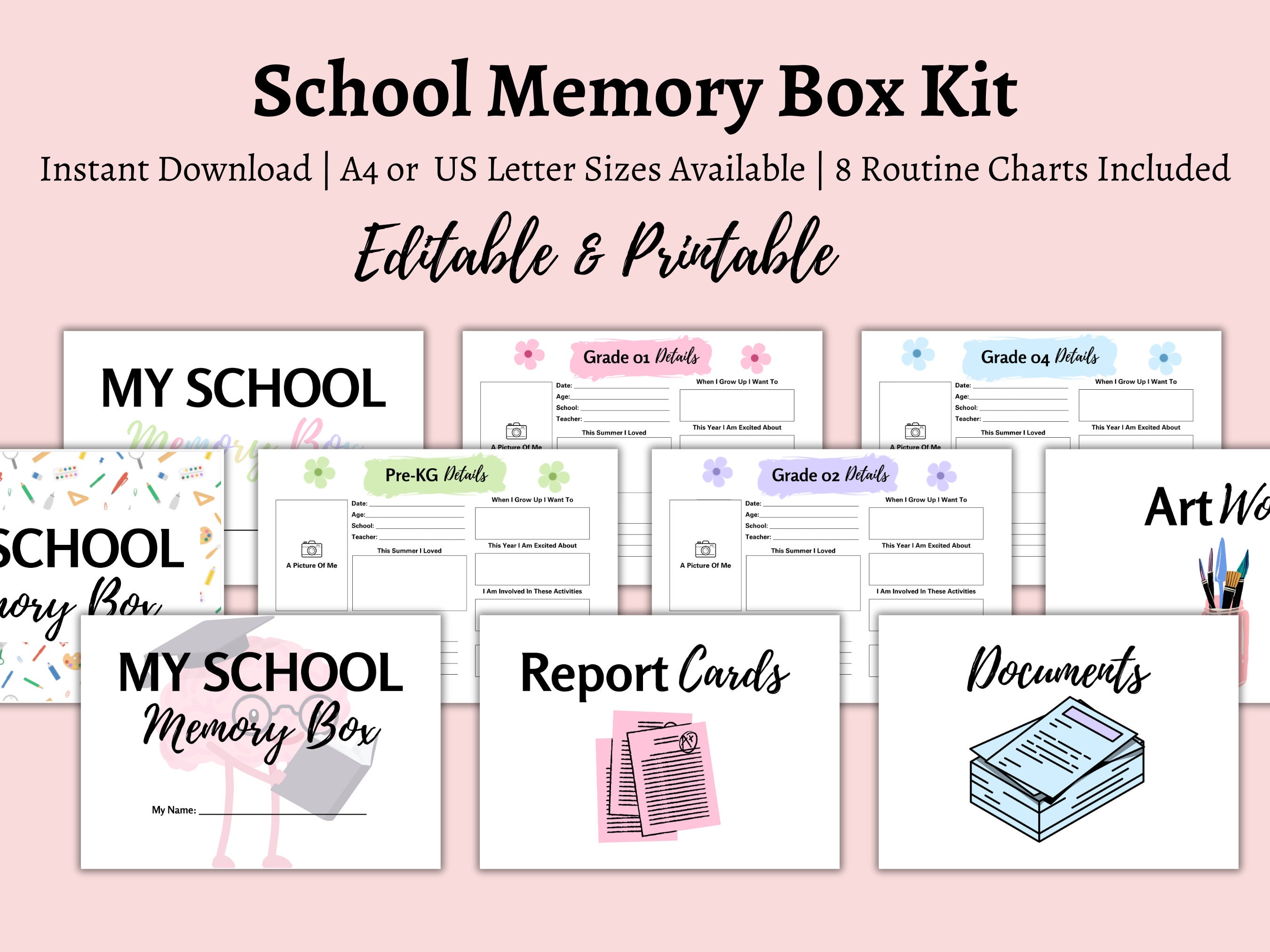 School Memory Box Kit Printable, Childhood Memory Book, Kids Keepsake ...