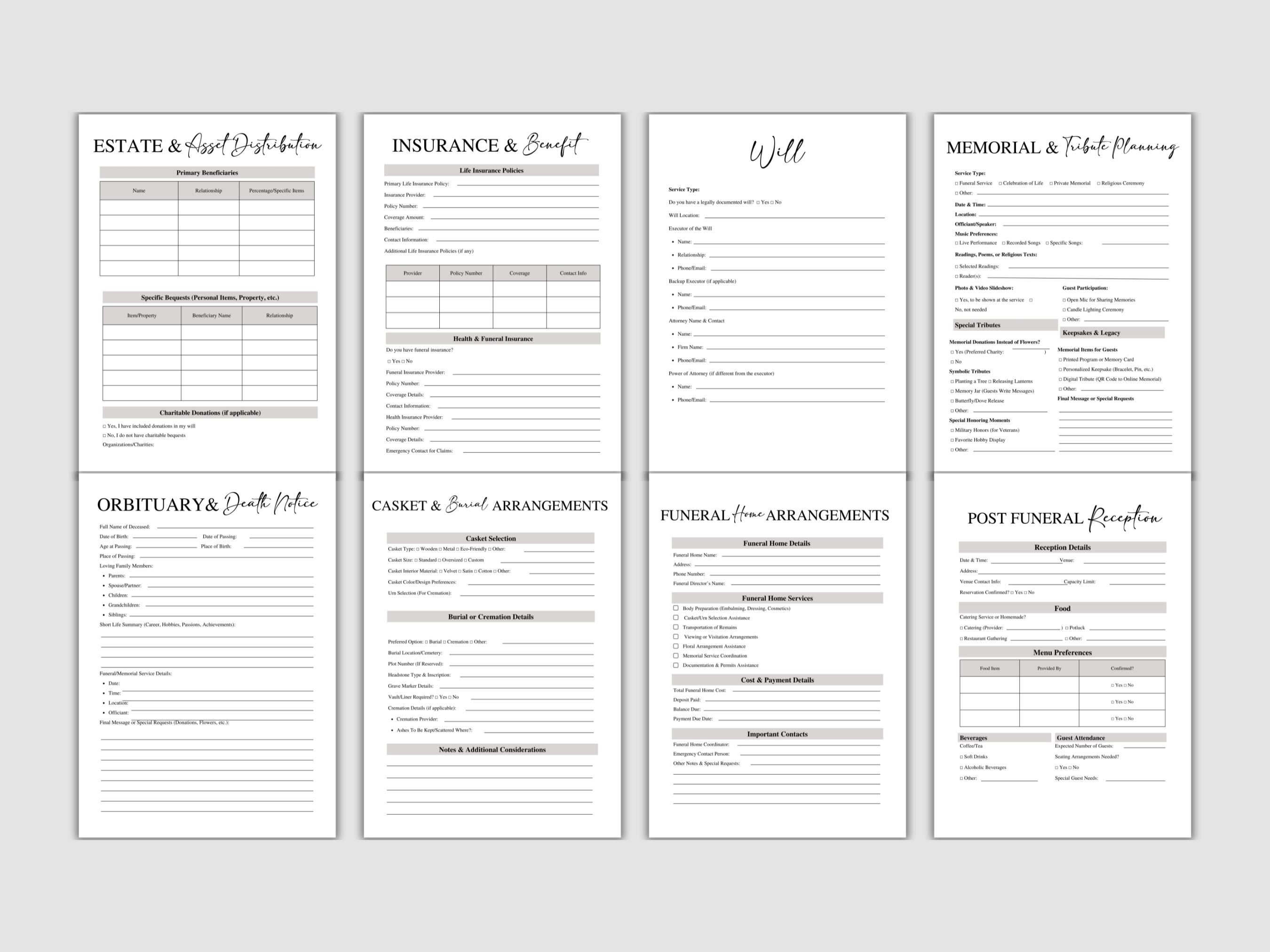 Funeral Planner Printable: End-of-life Planning Binder (editable PDF ...