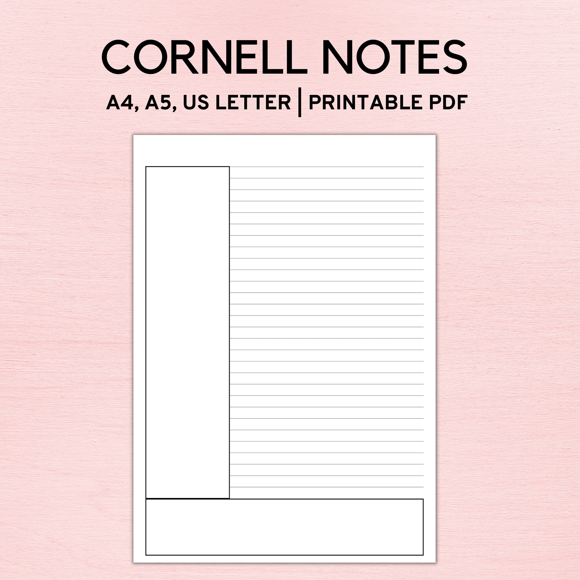 Cornell Notes Printable Note Taking Template Cornell Study - Etsy
