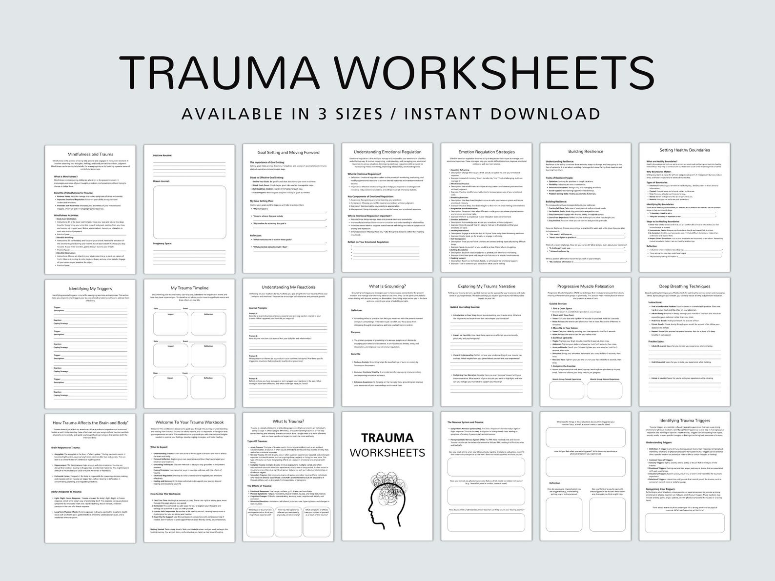 Trauma Therapy Worksheet for Adults, Trauma Worksheets, Crisis Therapy ...