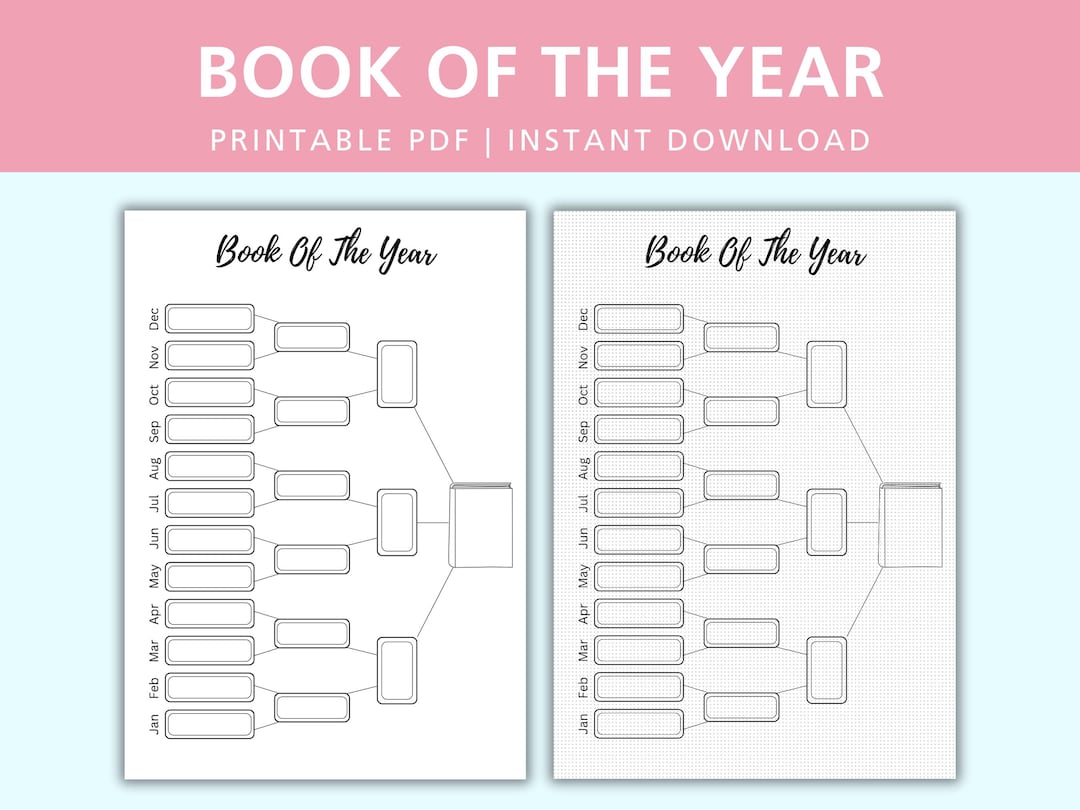 Book of the Year Printable – Annual Reading Tracker, Favorite Book List ...