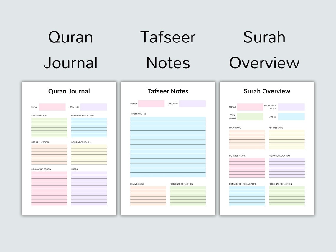 Quran Tracker Printable, Quran Planner, Quran Journal Digital, Hifdh ...