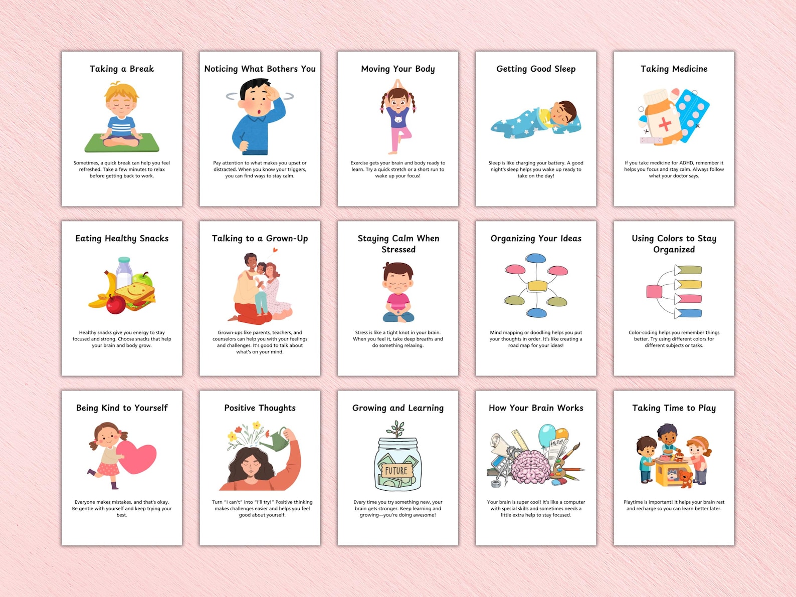 ADHD Executive Functioning Cards for Kids | Printable Cards | Behavior ...