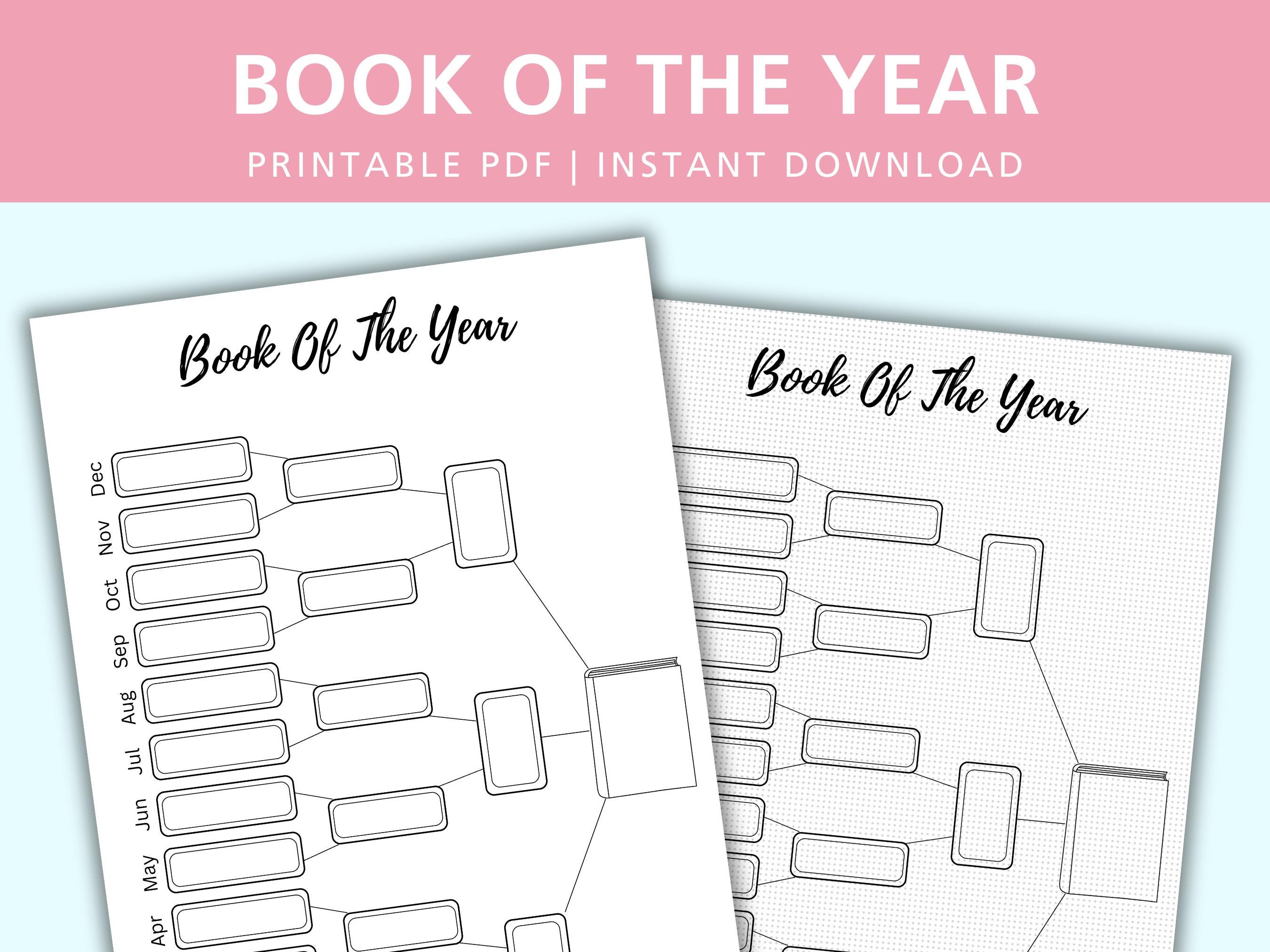 Book of the Year Printable – Annual Reading Tracker, Favorite Book List ...